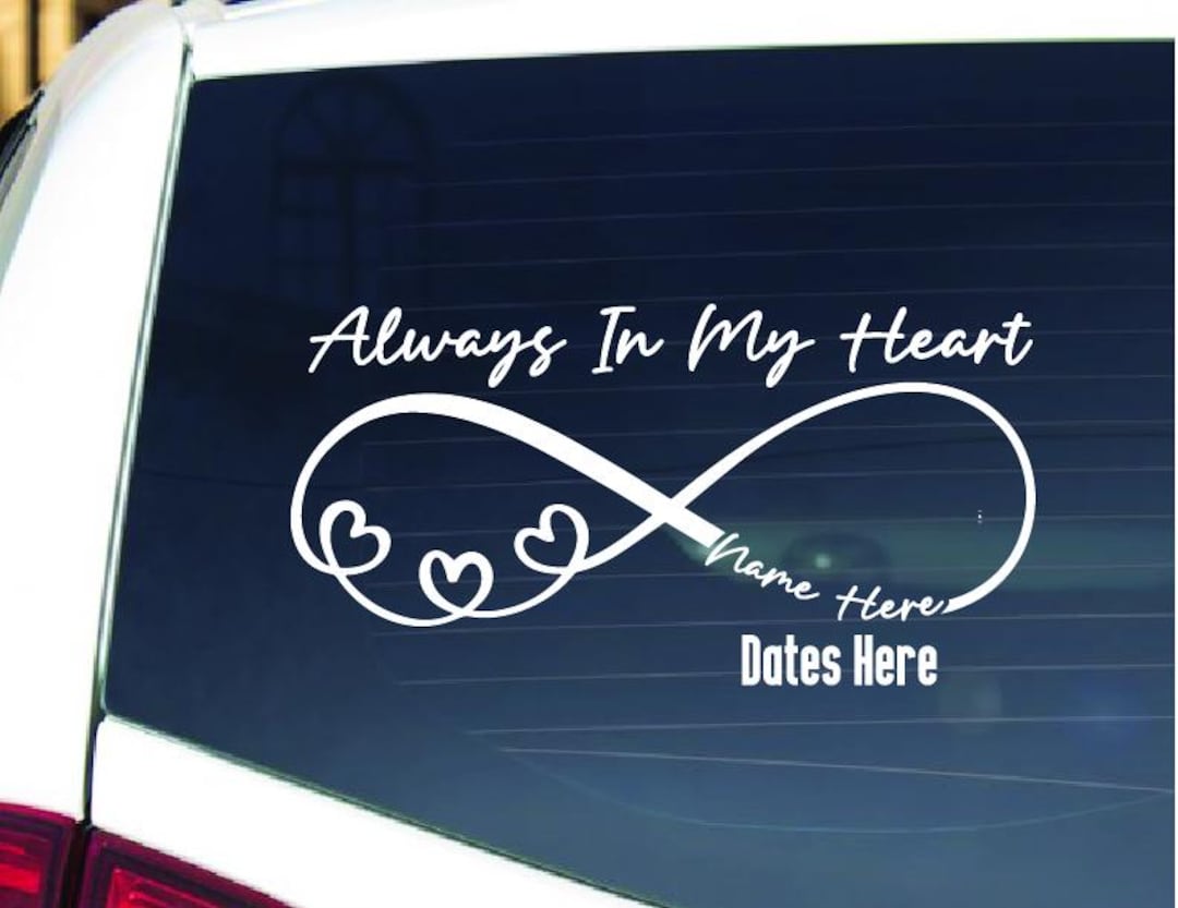 In Memory Decal, Memorial Infinity Symbol Custom Car Vinyl Decals, in ...