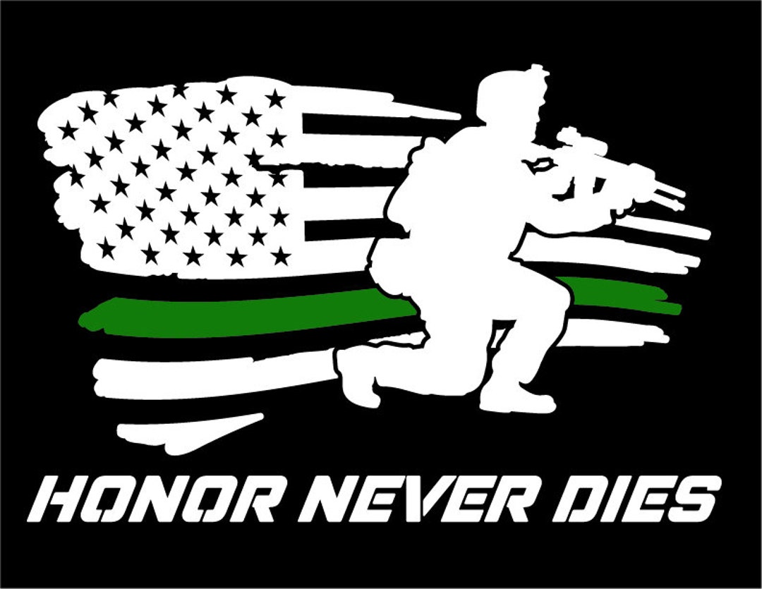 Military Solider Thin Green Line Amercian Flag Car Window Vinyl Decal ...