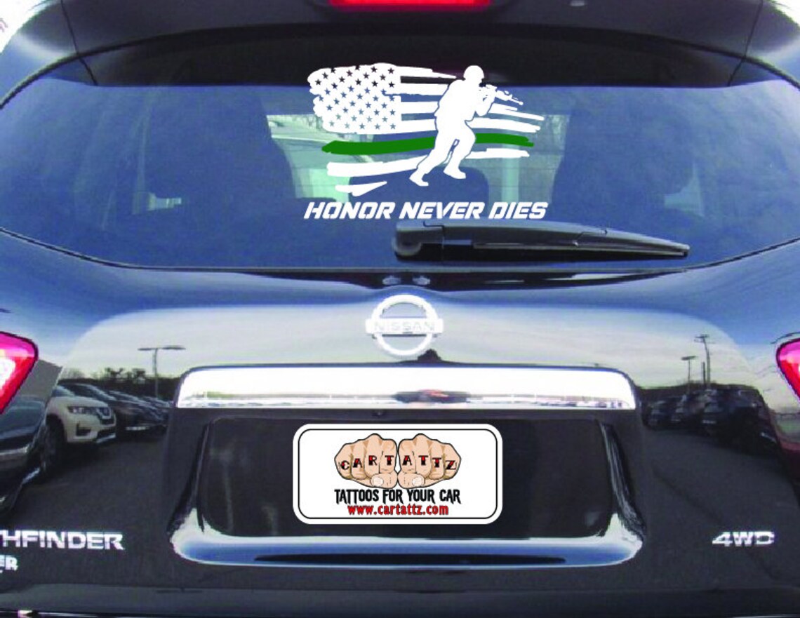 Military Car Window Vinyl Decal American Flag Thin Green Line Army Navy ...