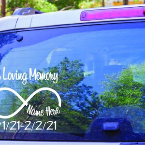 In Memory Custom Car Memorial Vinyl Decal Sitcker, Memorial Car Decal ...