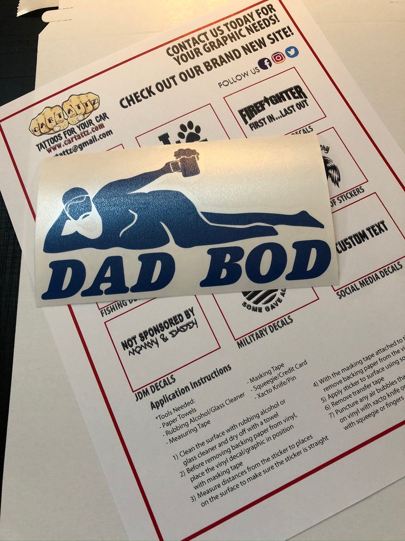 Dad Bod Sticker Silhouette Decal Design Funny Car Decals - Etsy Canada