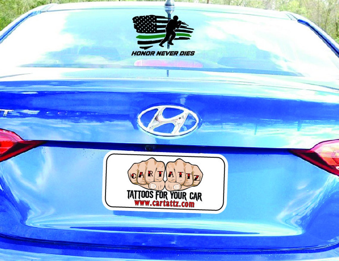 Military Car Window Vinyl Decal American Flag Thin Green Line Army Navy ...