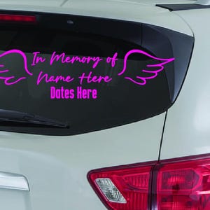 In Memory of Decal, Memorial Angel Wings Custom Car Vinyl Decals, in ...