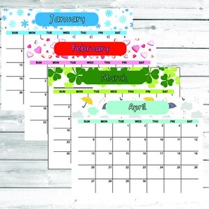 2025 Printable Calendar, Fun Kids 12 Month Calendar, Printable Wall ...