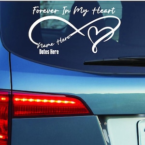 In Memory Decal, Memorial Infinity Symbol Custom Car Vinyl Decals, in ...