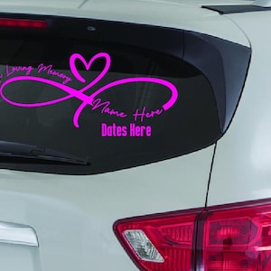 In Memory Decal, Memorial Infinity Symbol Custom Car Vinyl Decals, in ...