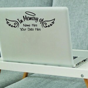 In Memory of Decal, Custom Car Vinyl Sticker, Angel Wings Memorial, in ...