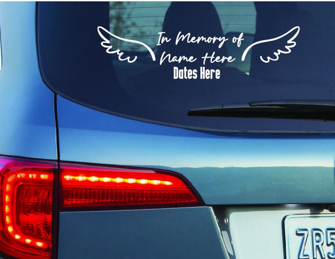 In Memory of Decal, Memorial Angel Wings Custom Car Vinyl Decals, in ...