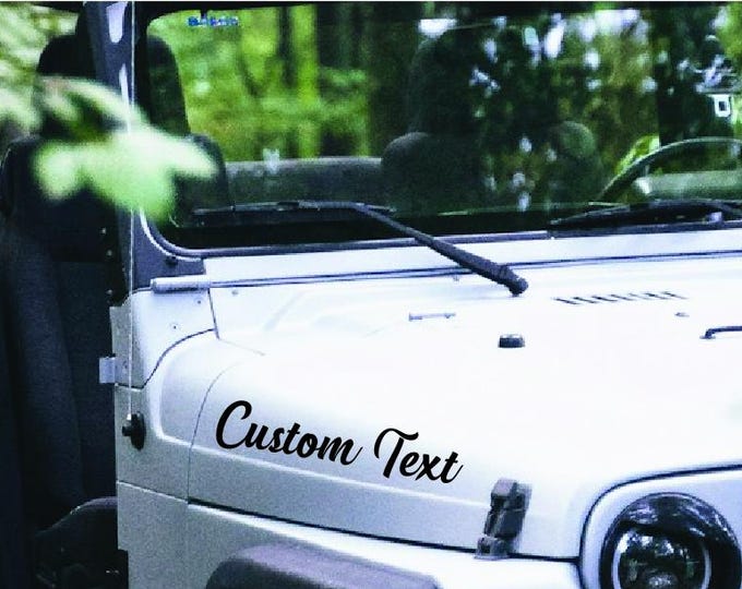 Custom Hood Lettering Sticker Set of Two, Hood Vinyl Decal Stickers ...