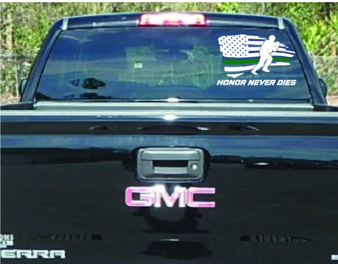 Military Car Window Vinyl Decal American Flag Thin Green Line | Etsy