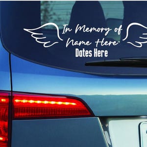 In Memory of Decal, Memorial Angel Wings Custom Car Vinyl Decals, in ...