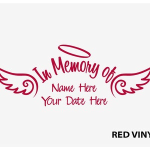 In Memory of Decal Car Custom Window Vinyl Sticker With Angel Wings, in ...