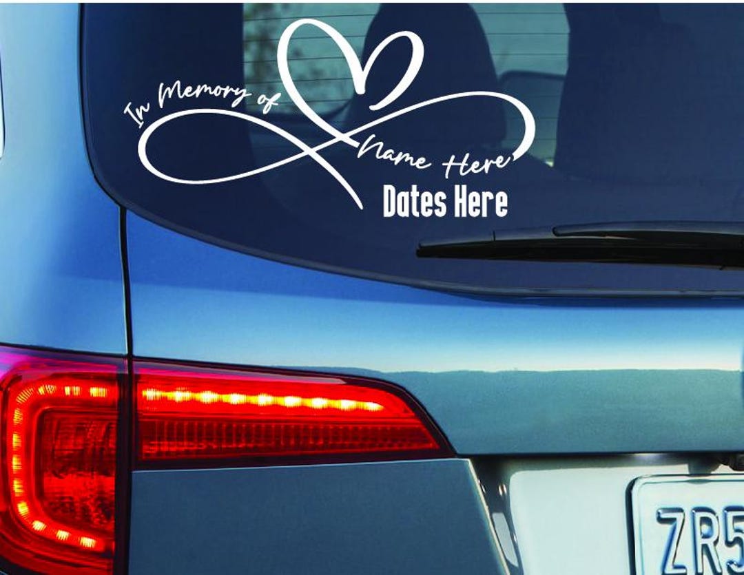 In Memory Decal, Memorial Infinity Symbol Custom Car Vinyl Decals, in ...