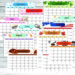 2025 Printable Calendar, Fun Kids 12 Month Calendar, Printable Wall ...