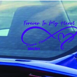 In Memory Decal, Memorial Infinity Symbol Custom Car Vinyl Decals, in ...