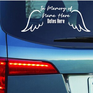 In Memory of Decal, Memorial Angel Wings Custom Car Vinyl Decals, in ...