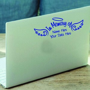 In Memory of Decal, Custom Car Vinyl Sticker, Angel Wings Memorial, in ...