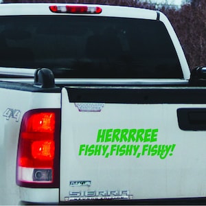 Here Fishy Fishy Fishy Custom Vinyl Decal Sticker, Fishing Boat Gift ...