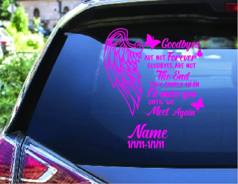 Memorial Angel Wing Car Decal Personalized in Loving Memory Custom ...