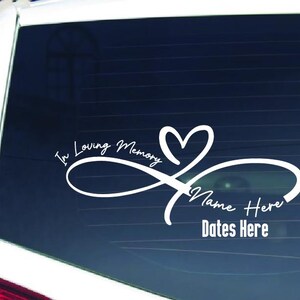 In Memory Decal, Memorial Infinity Symbol Custom Car Vinyl Decals, in ...