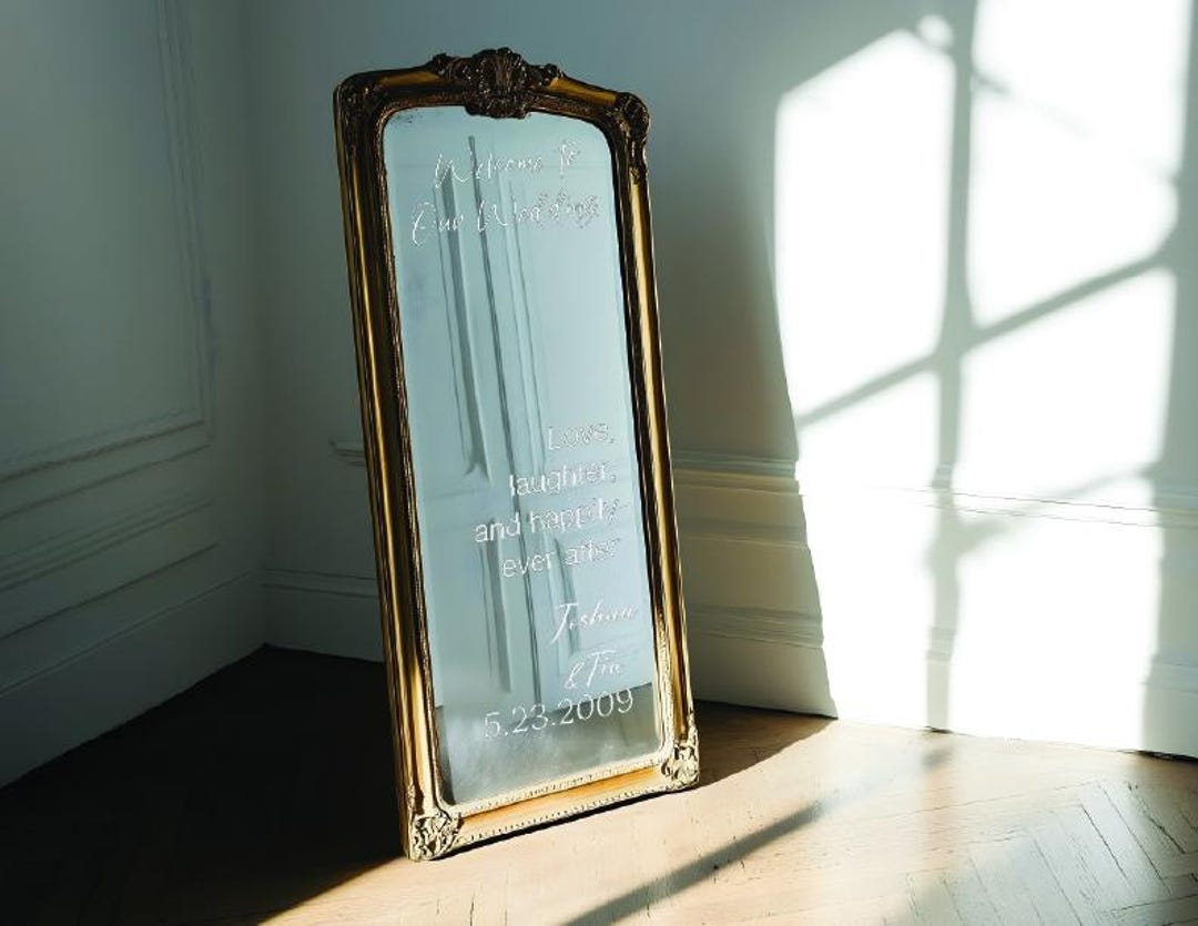 Personalized Gold Wedding Mirror Decal Sticker - Etsy
