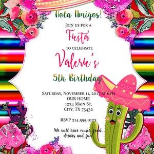 Mexican Sarape Birthday Invite, Sarape Fiesta Birthday Invitation ...