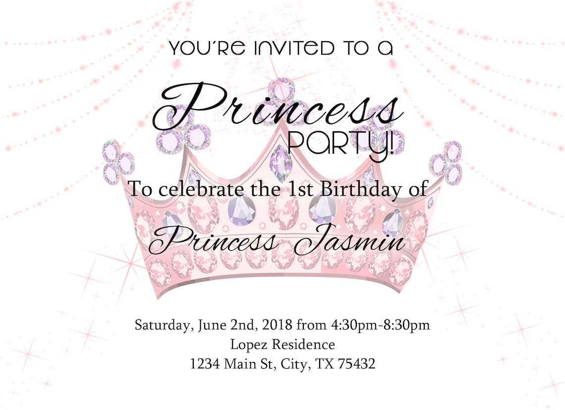 Princess Crown Birthday Invitation Little Princess Birthday | Etsy