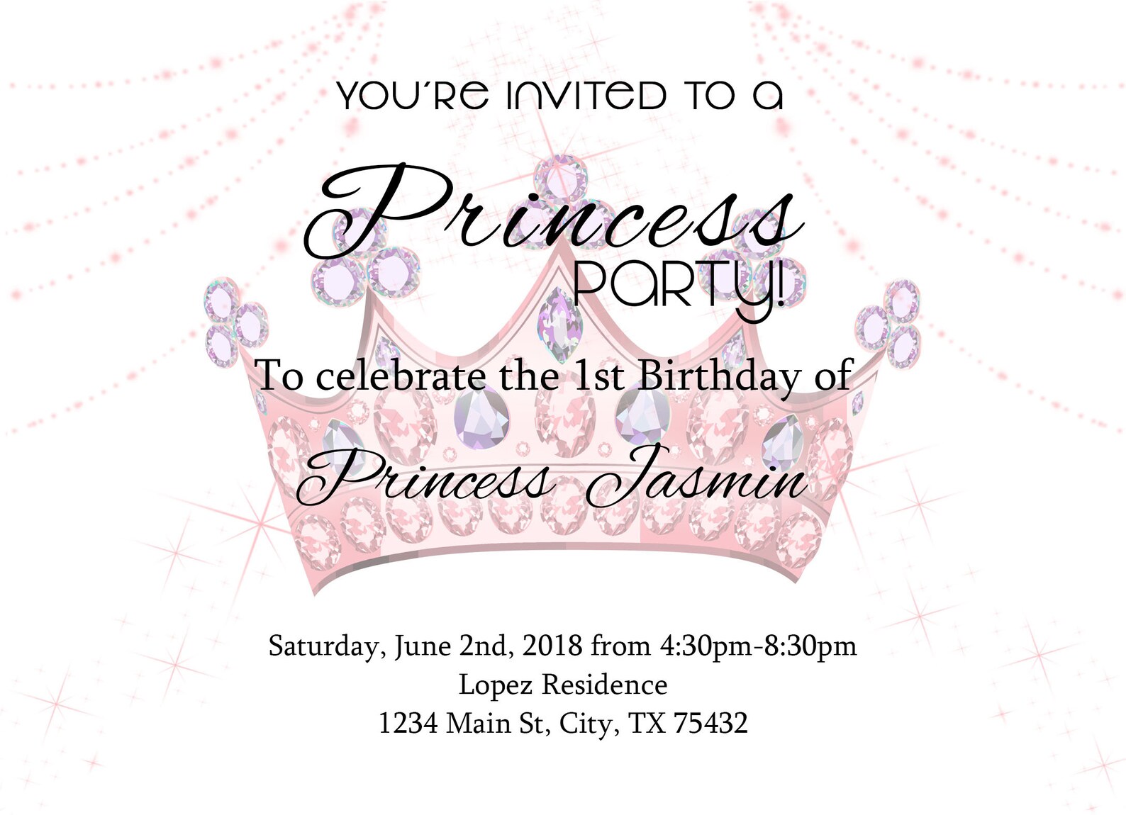 Princess Crown Birthday Invitation Little Princess Birthday | Etsy