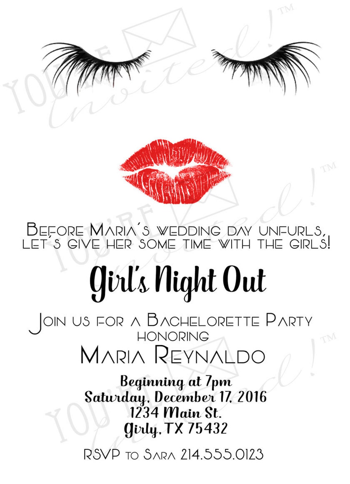 Makeup Bachelorette Invitation Girls Night Out Invite Bridal - Etsy