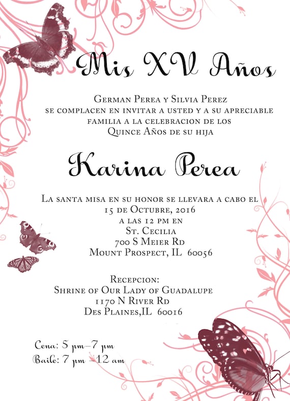 Invitaciones Con Tema De Mariposa Plantillas Personalizables De