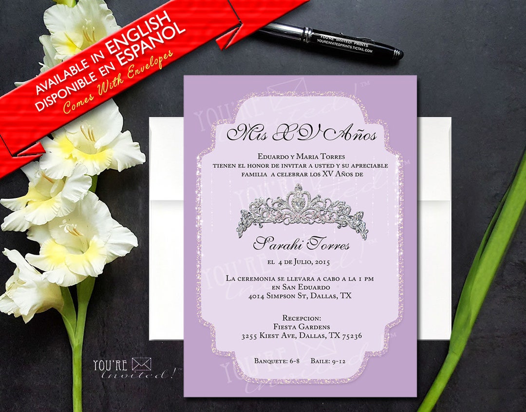 Elegant Crown Quinceañera Invitation, Crown Theme Sweet 16 Invitation ...