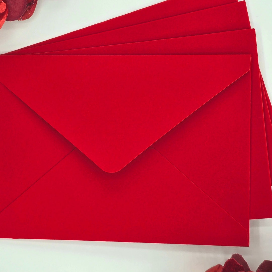 Vibrant Red Velvet Envelopes, Elegant Red Envelopes With Velvet Texture ...
