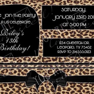 Cheetah Print Invitations, Invitations With Bow, Black and Cheetah ...