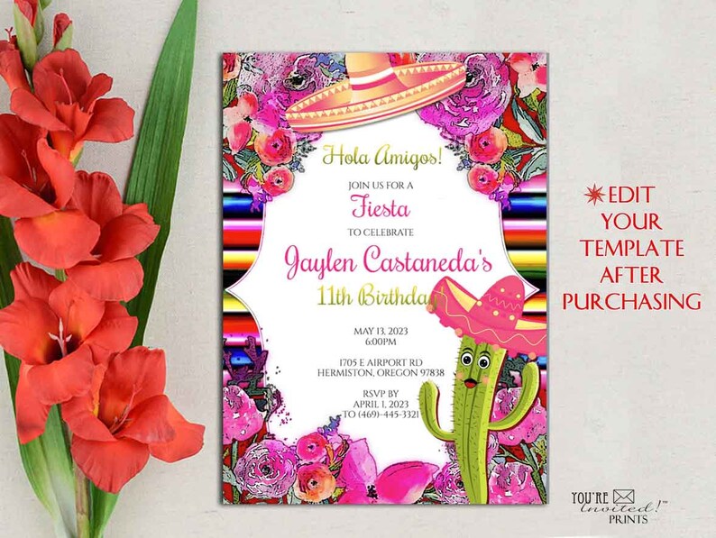 Digital Invitation Template - 5x7 Editable Invitation - Mexican Sarape ...