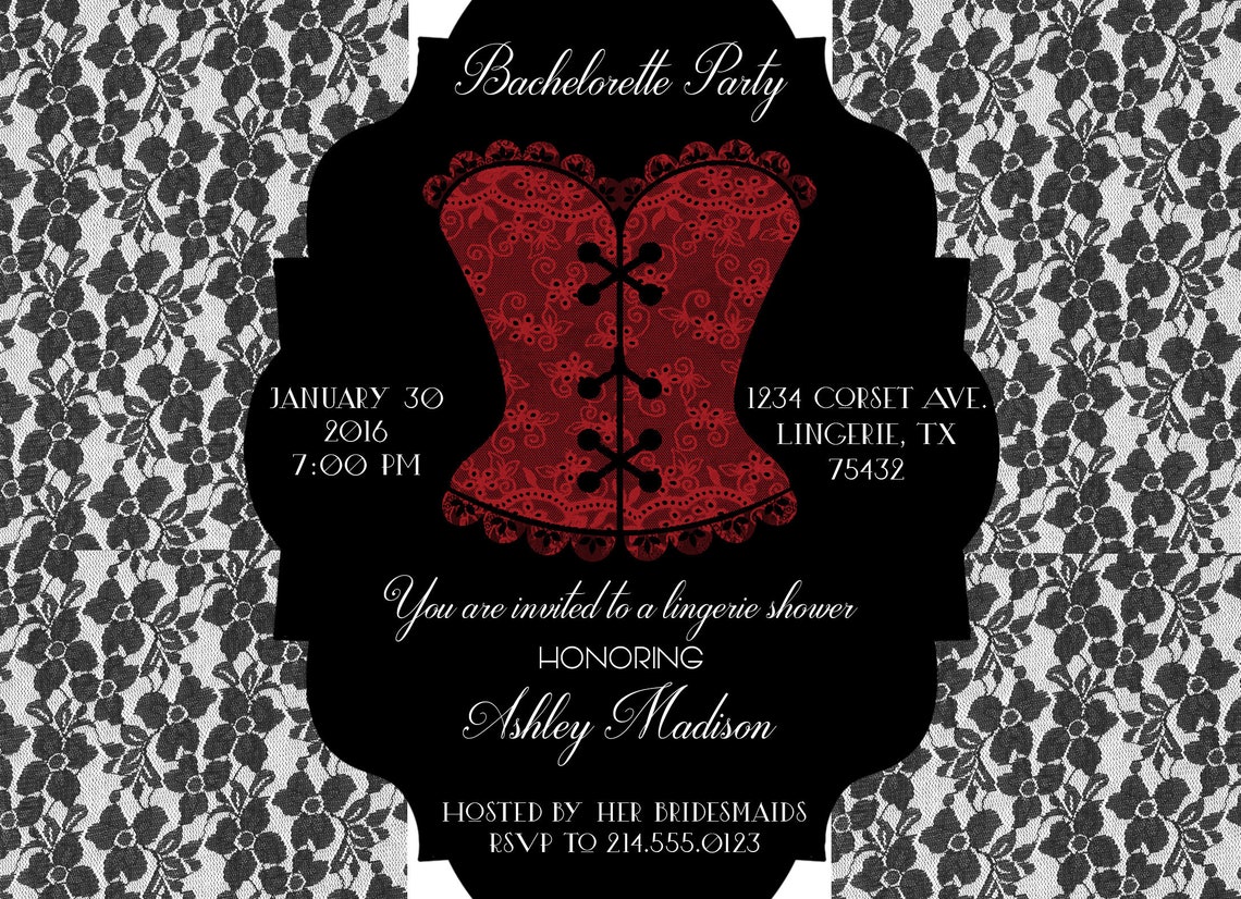 Lingerie Party Invitations Bachelorette Party Invitations Etsy