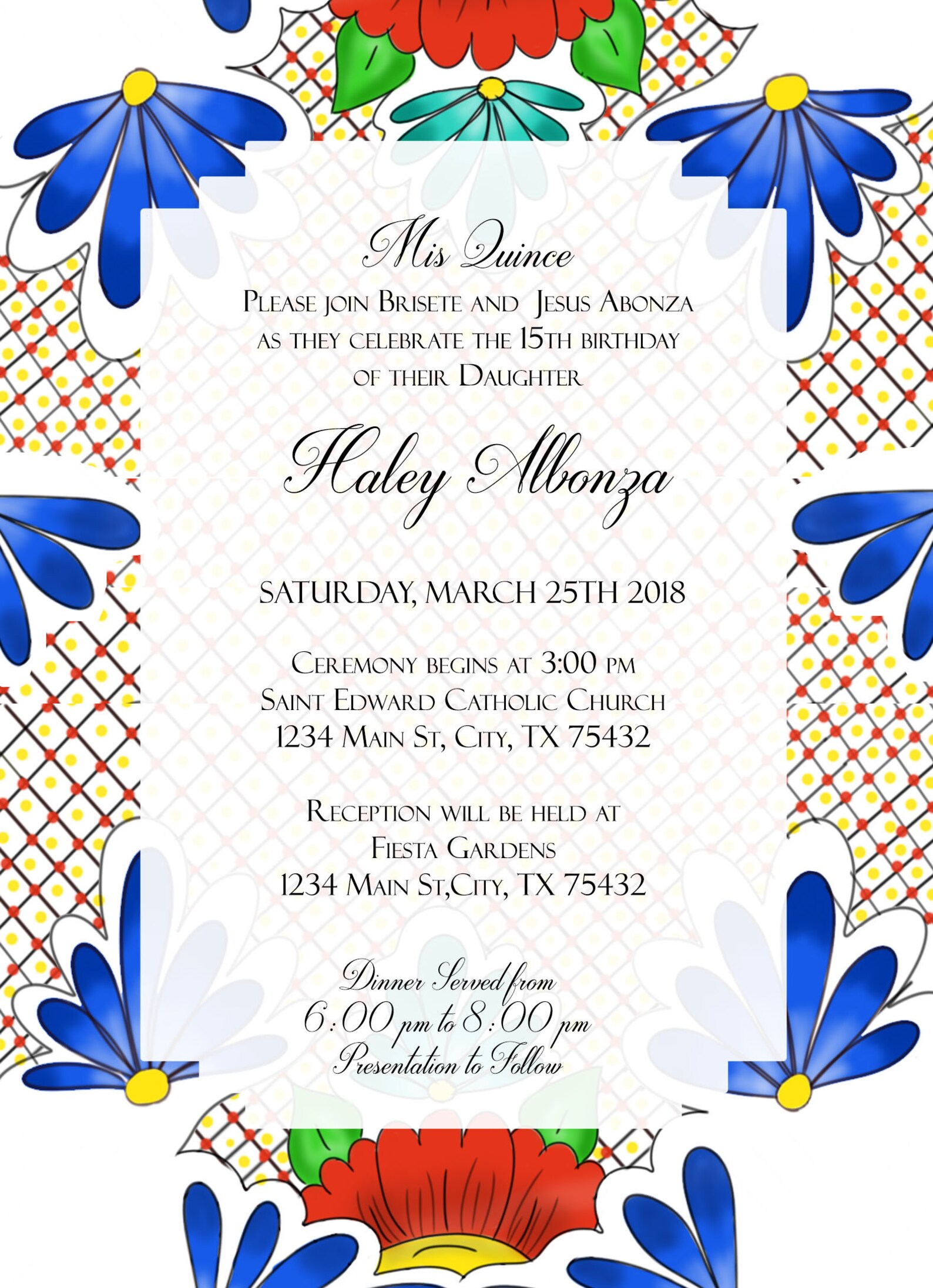 Talavera Theme Quinceanera Invite Mexican Talavera Theme - Etsy
