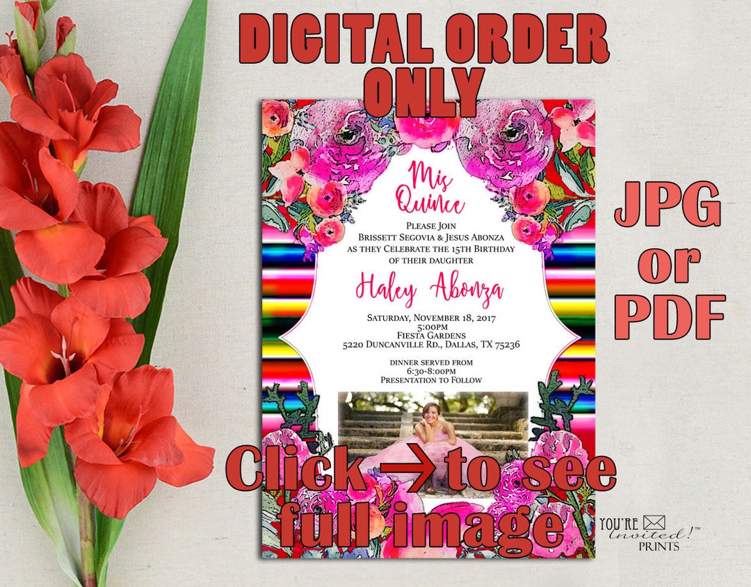 Digital JPEG Image or PDF File - Invitation Only - Mexican Sarape ...