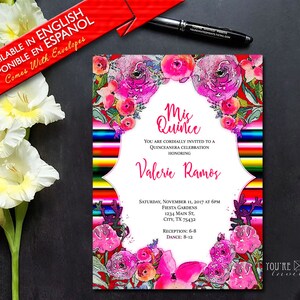 Mexican Sarape Quinceanera Invite, Mexican Party Theme Quinceañera ...