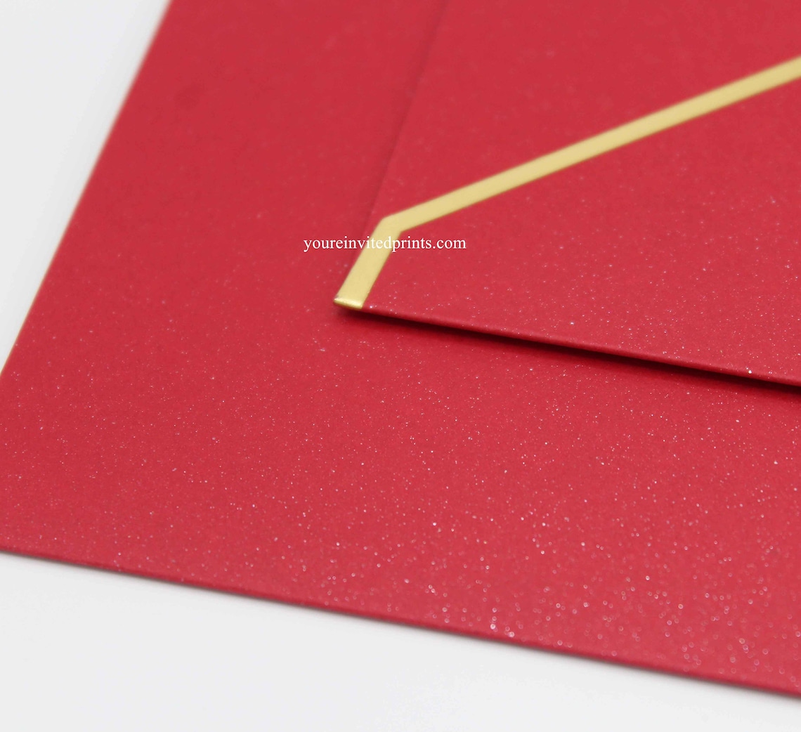Red Shimmer Envelopes With Gold Foil Border Elegant Envelopes - Etsy