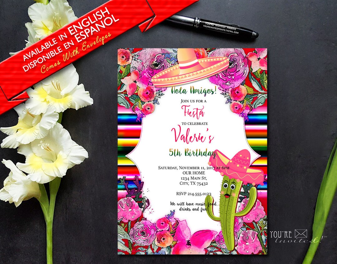 Mexican Sarape Birthday Invite, Sarape Fiesta Birthday Invitation ...