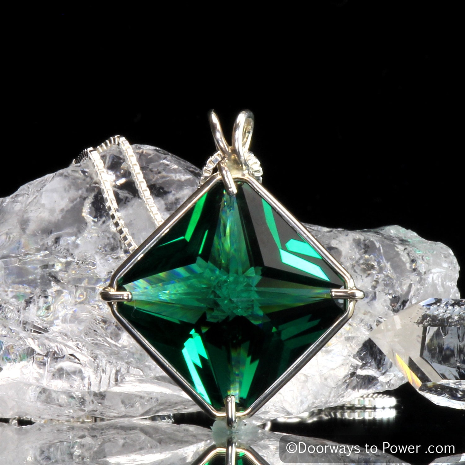 Siberian Green Quartz Magician Stone Pendant .925 SS Healing Crystal ...