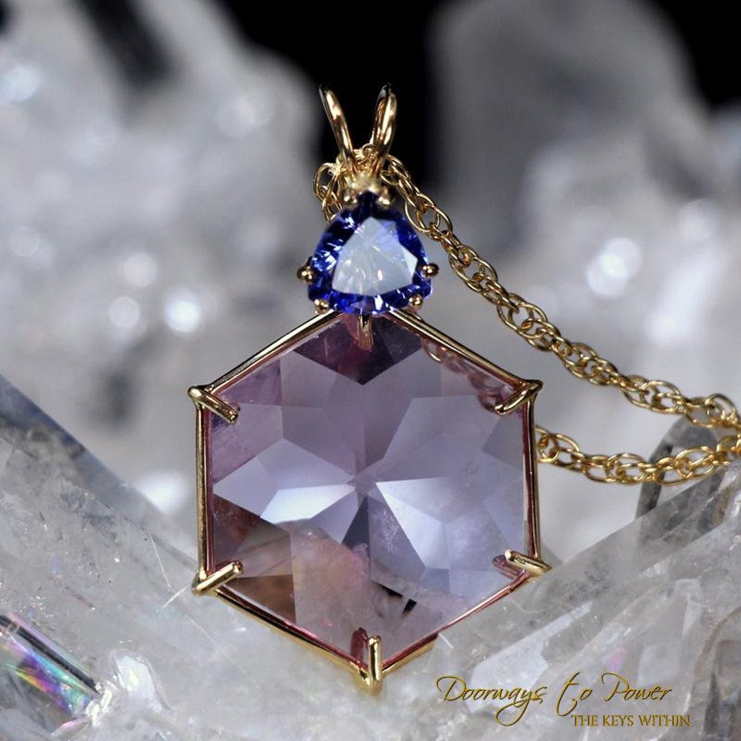 Ruby Lavender Quartz Flower of Life Tanzanite Crystal Pendant 14k Gold ...