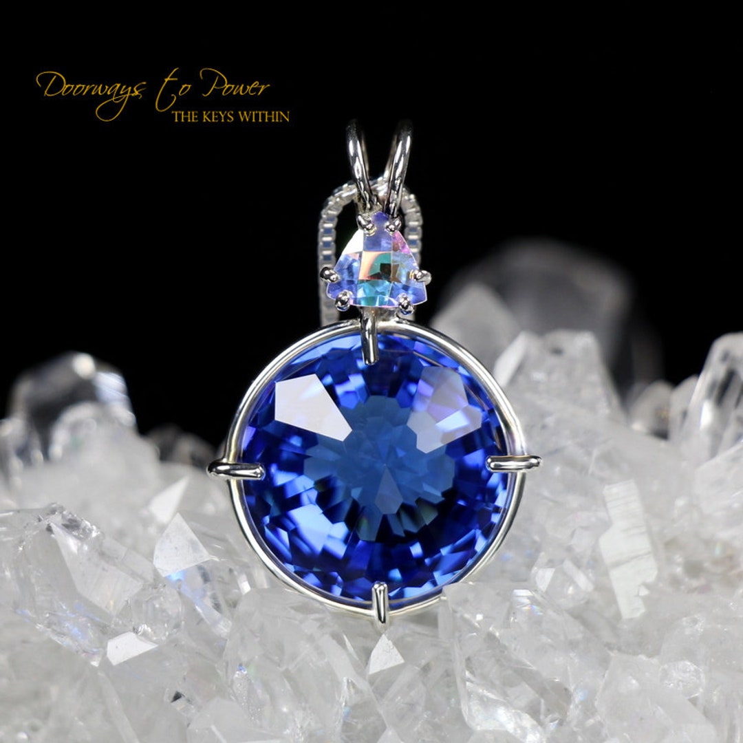 Tibetan Blue Obsidian Mystic Topaz Radiant Heart Crystal Pendant ...