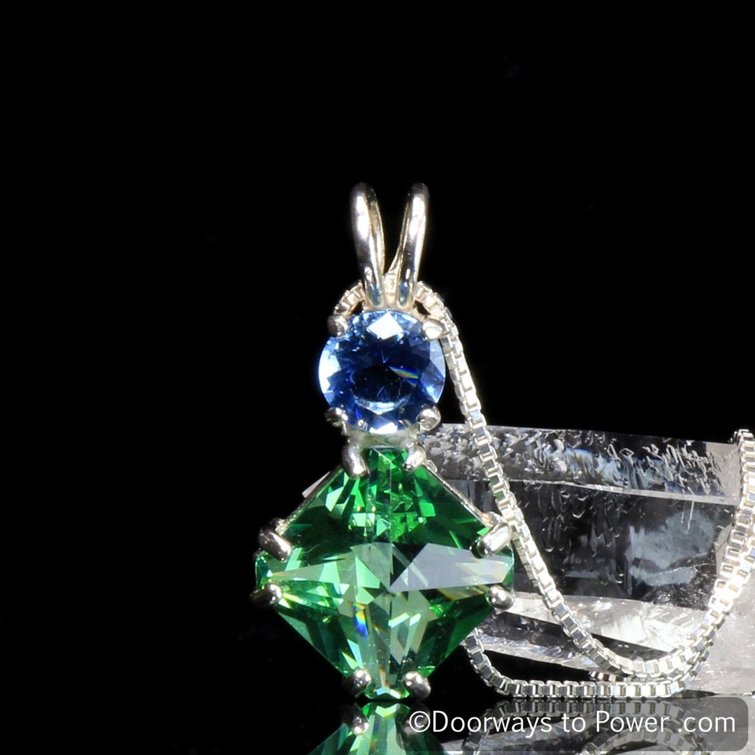 Tibetan Green Obsidian Mini Magician Stone Pendant With Tibetan Blue ...