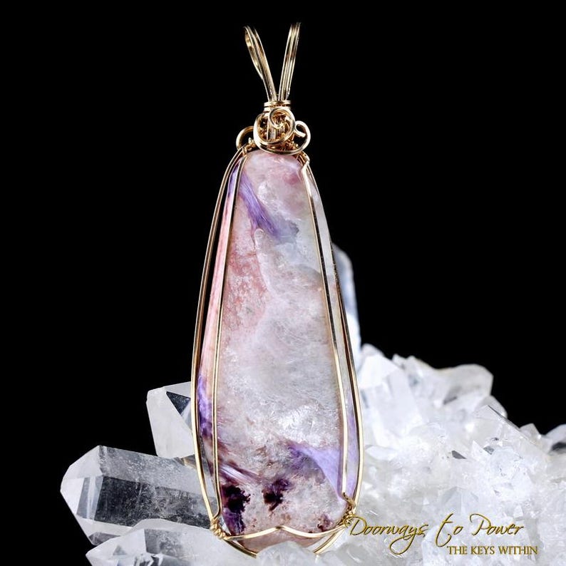 Charoite Crystal Pendant 14k - Etsy UK