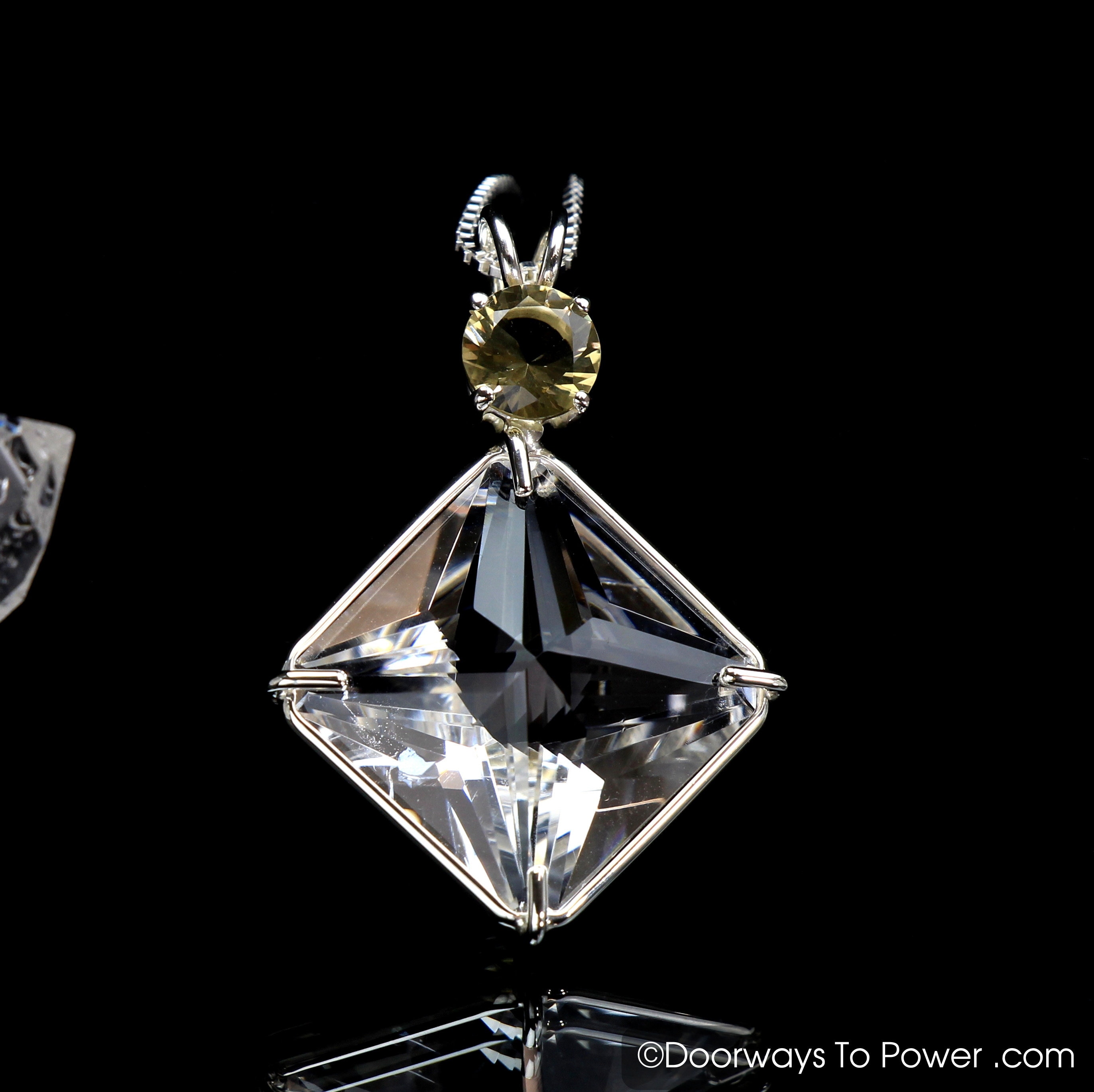Clear Quartz Magician Stone Pendant with Citrine .925 SS