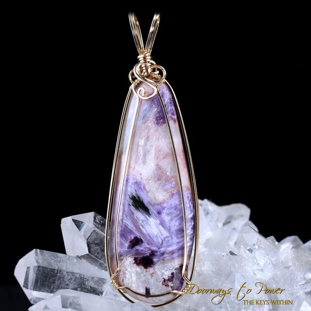 Charoite Crystal Pendant 14k - Etsy UK