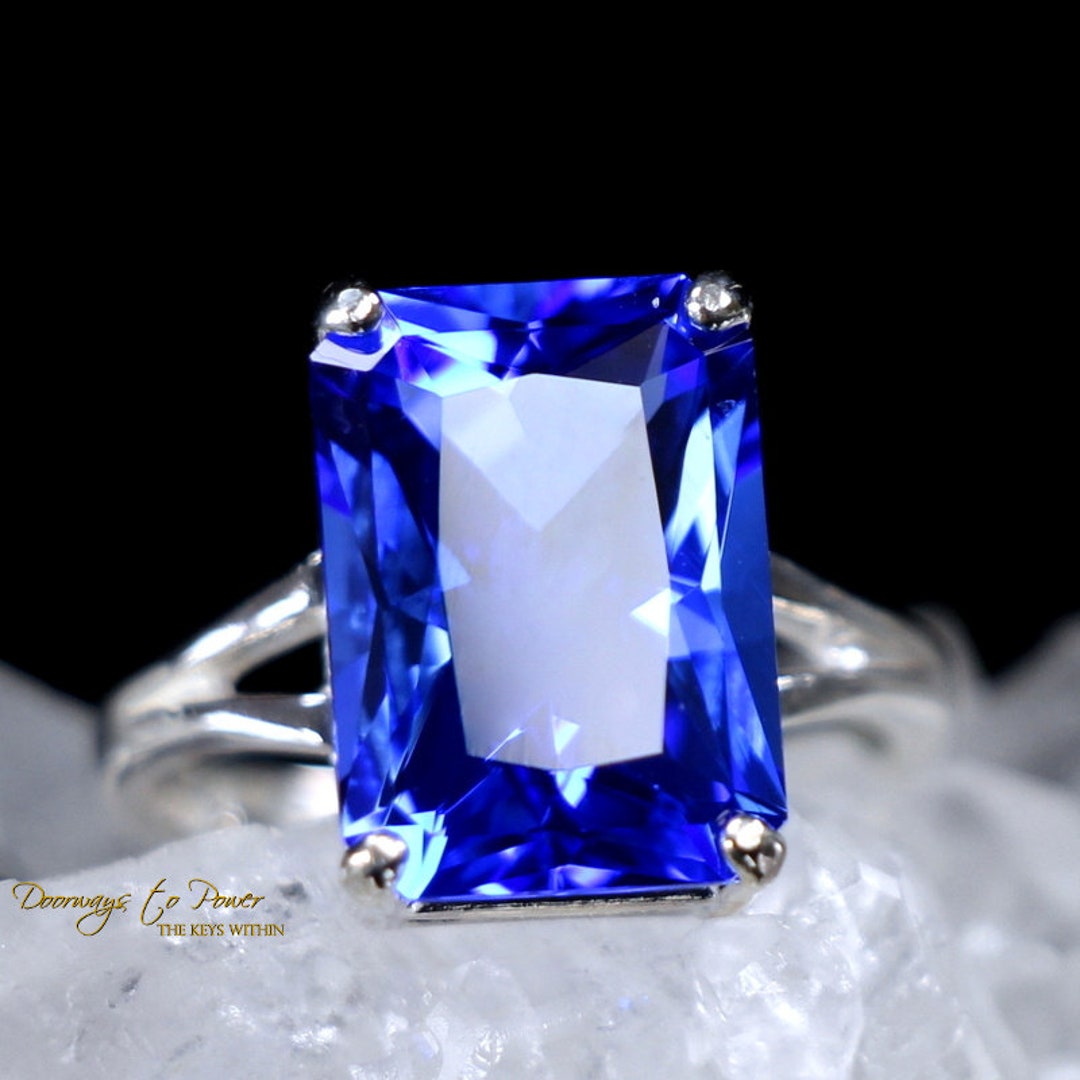 Siberian Blue Quartz Faceted Ring .925 Sterling Silver Healer Ring Size ...