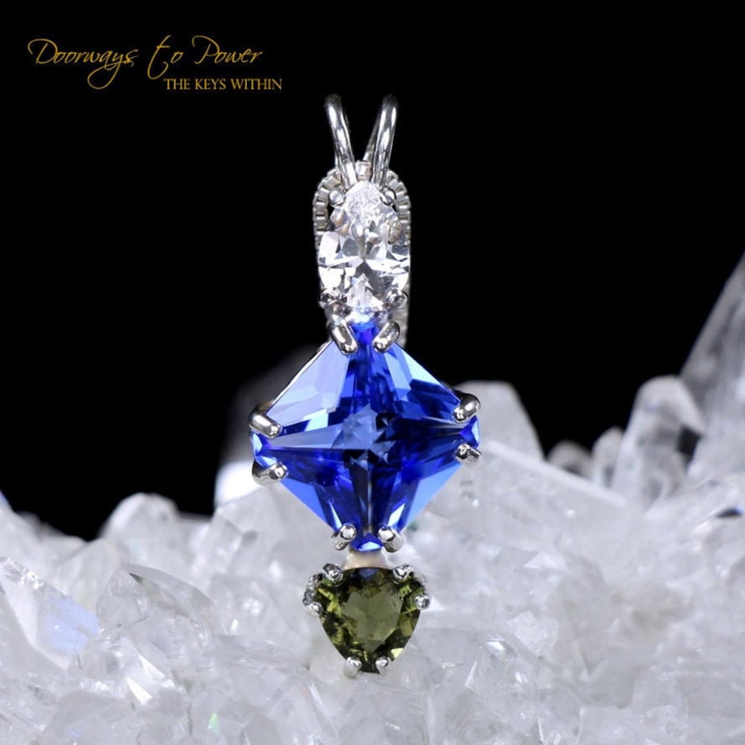 Danburite Moldavite Stone Siberian Blue Quartz Crystal Necklace ...