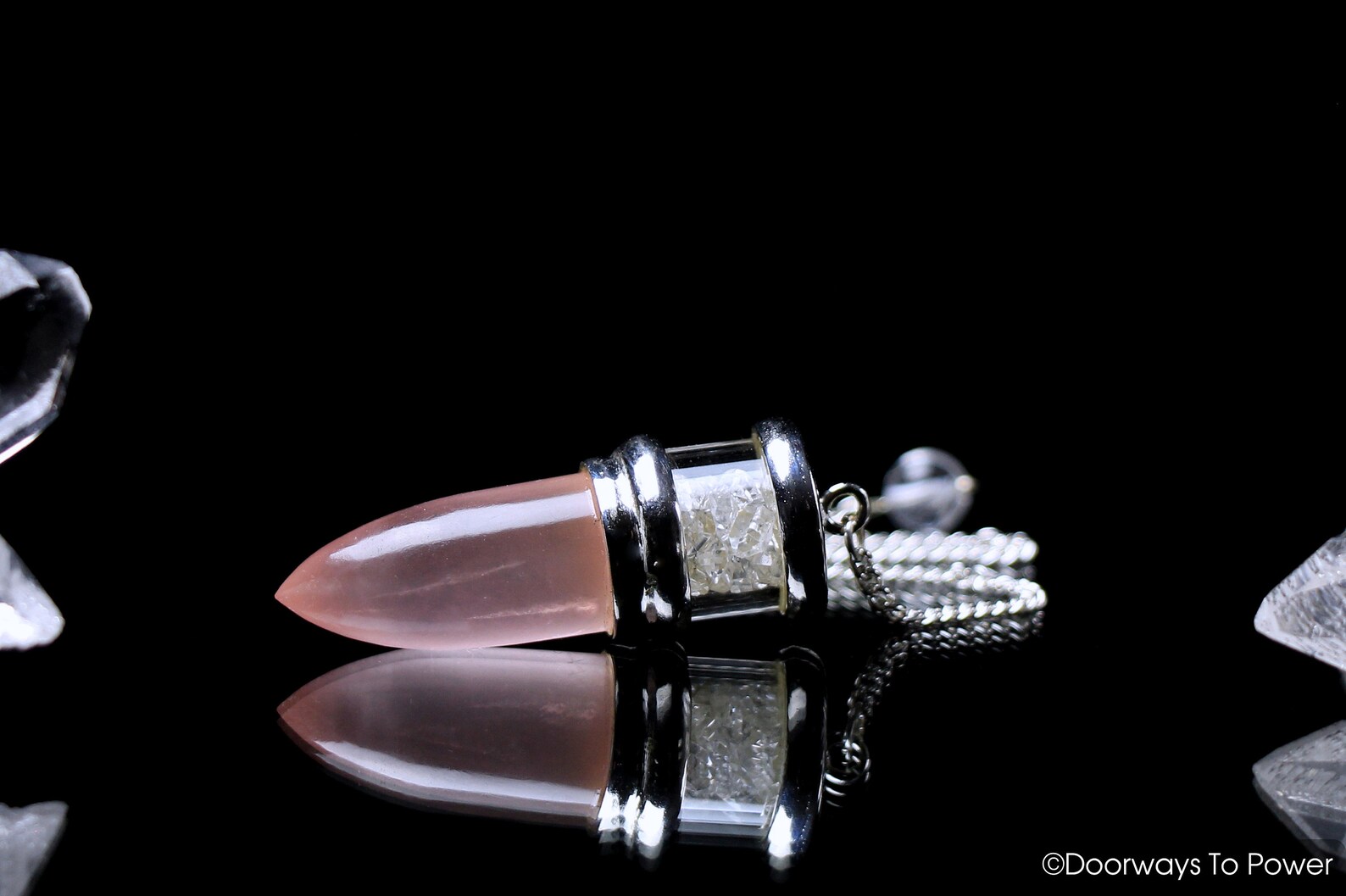 Rose Quartz & Herkimer Diamond Crystal Pendulum Dowsing .925 | Etsy